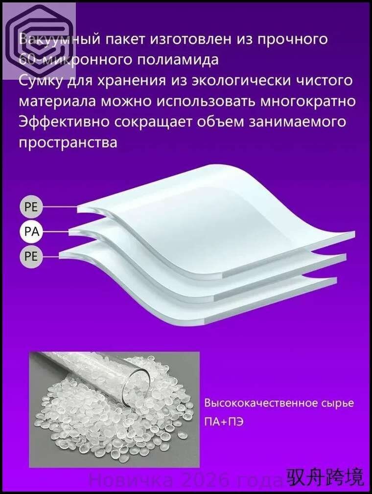 Вакуумные пакеты для одежды 5шт 0.6х0.8м клапаном многоразовые / Вакуумные мешки для хранения вещей, одеял и пуховиков и путешествий