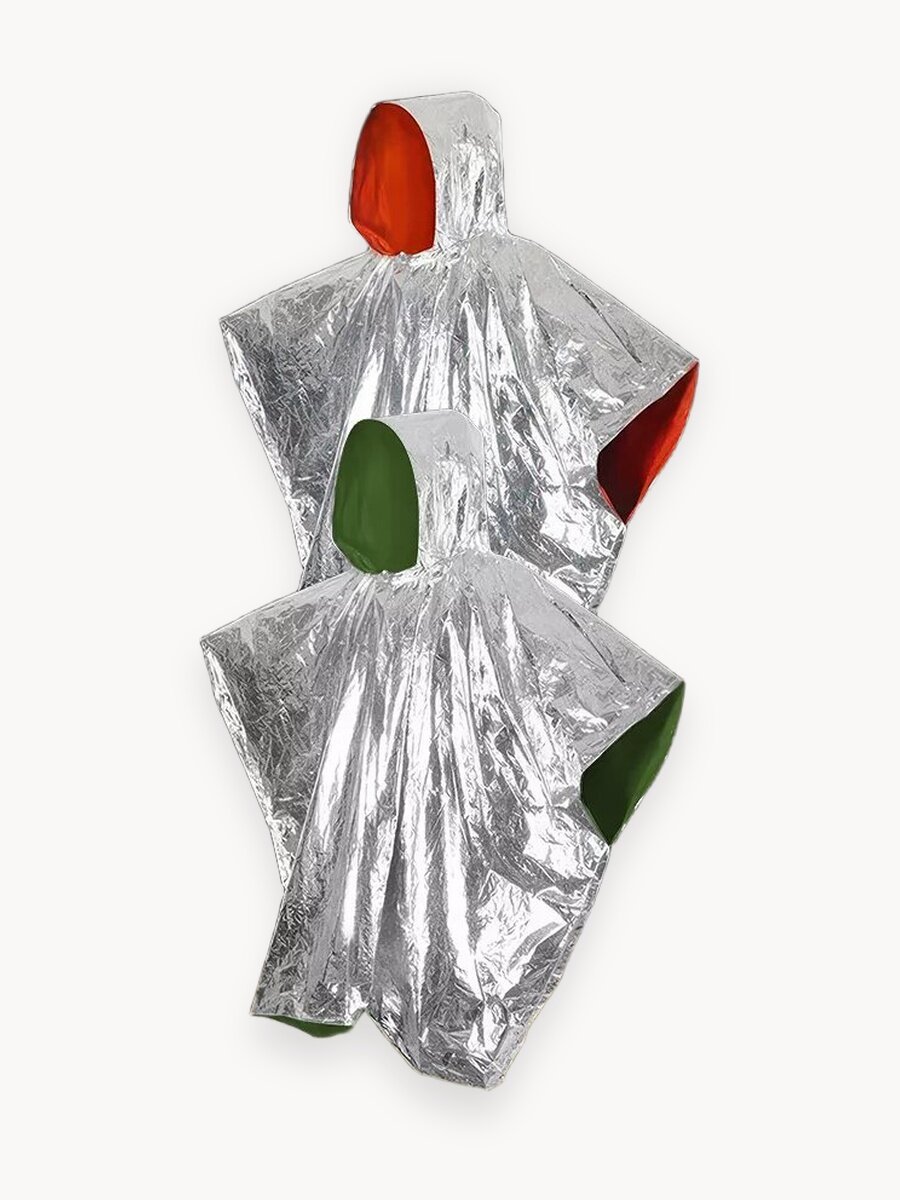 Термо-дождевики самоварыч РФ, пончо, двусторонние, водонепроницаемые, 125x100 см, 2 шт