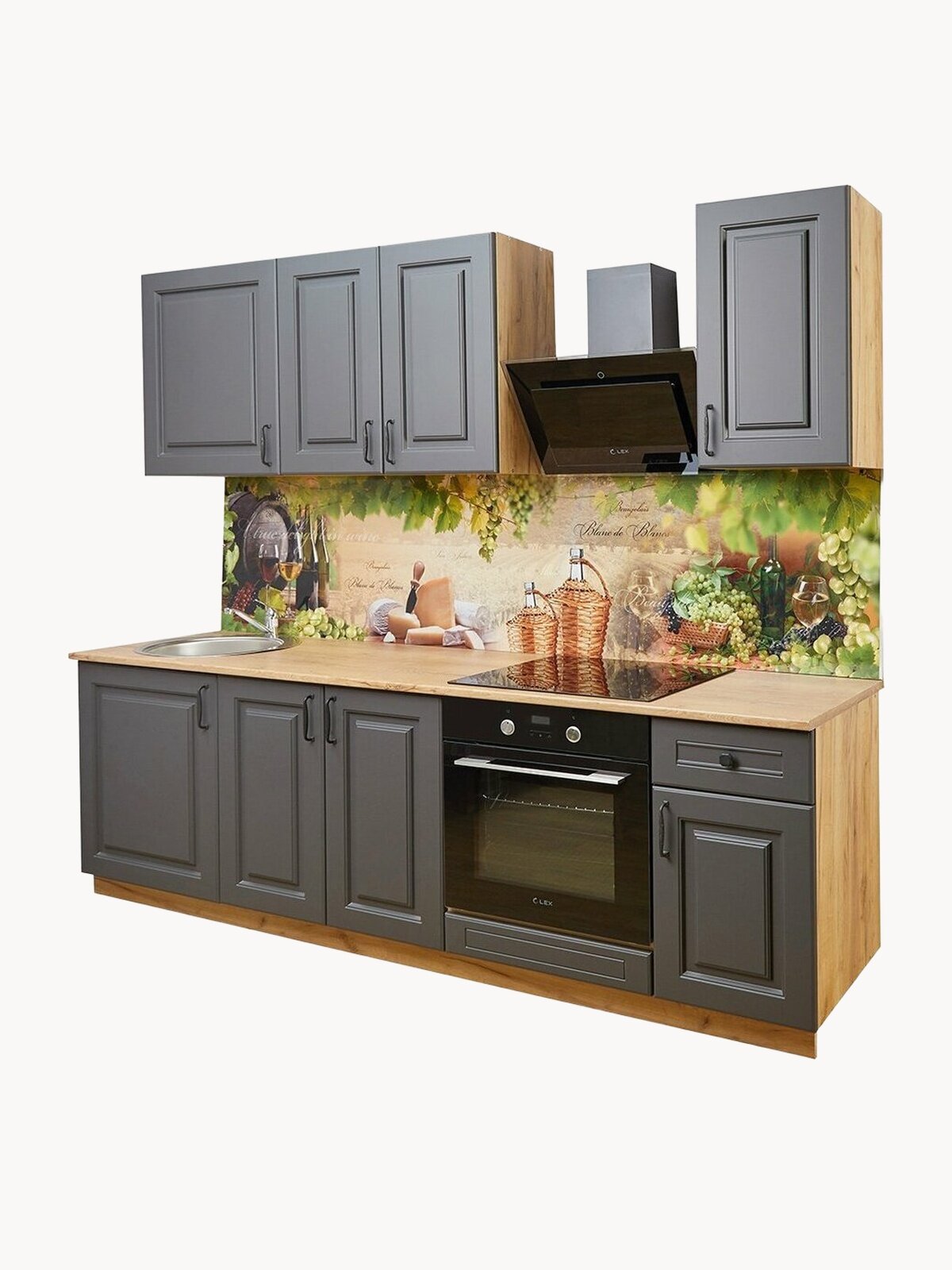 Кухонный гарнитур Hoff Маренго 2,4 м, 240х210х60 см, цвет дуб золотой крафт, маренго