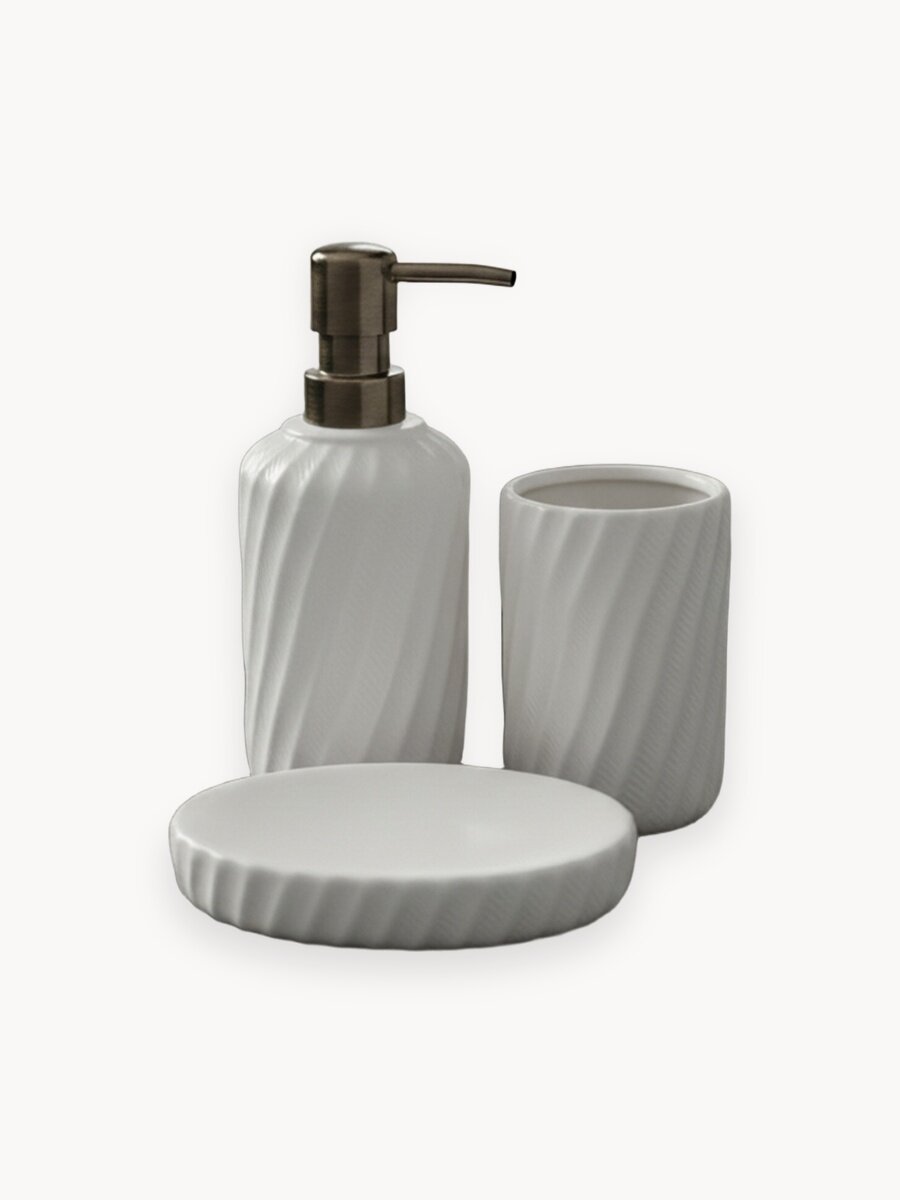 Набор аксессуаров для ванной комнаты ND Play / "Galatz" 3 предмета (диспенсер, стакан, мыльница), керамика