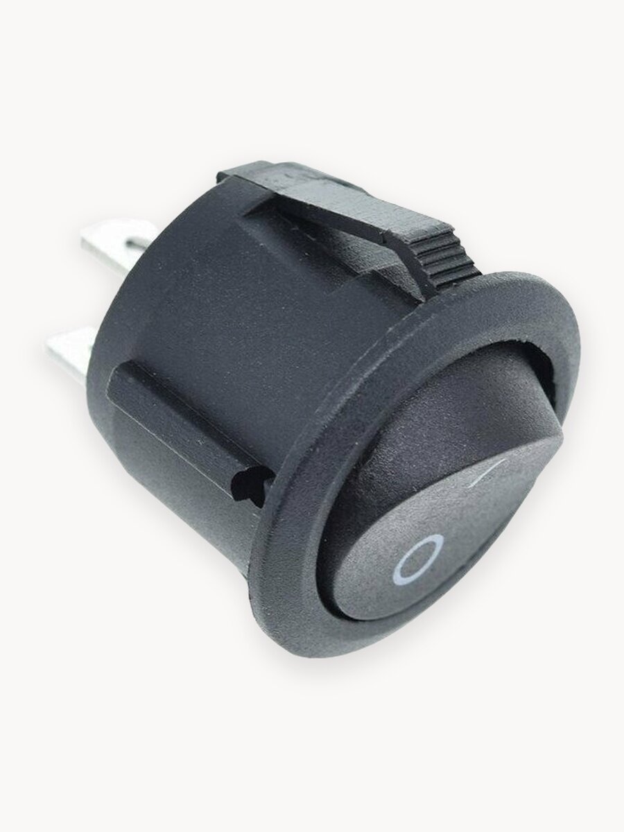 Переключатель черный круглый клавишный, 6A250V, диаметр 20мм, 2 штуки