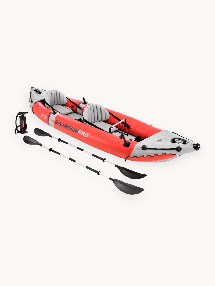 Байдарка 2-х местная с веслами и насосом EXCURSION PRO K2 384х94х46см, Intex 68309