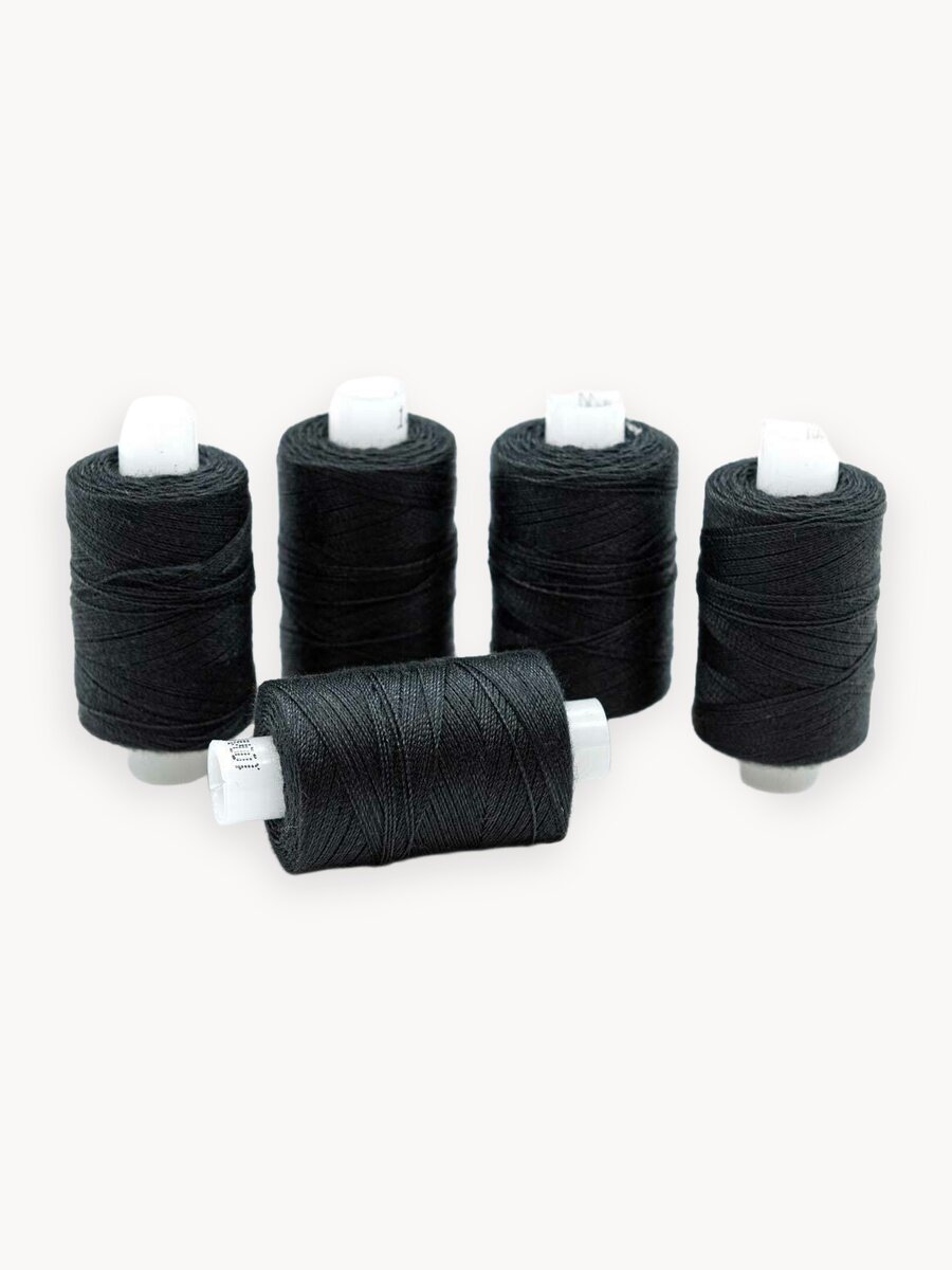 Нитки швейные армированные черные, 100ЛЛ, 5 шт по 200 м, ПНК им. Кирова