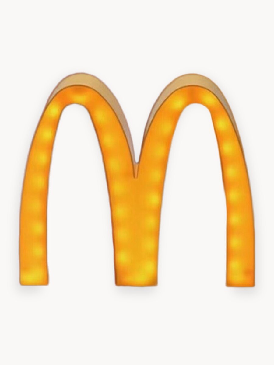 Ночник Mcdonalds "Макдоналдс", светодиодный, желтый, встроенный аккумулятор/1, Буква М, беспроводной