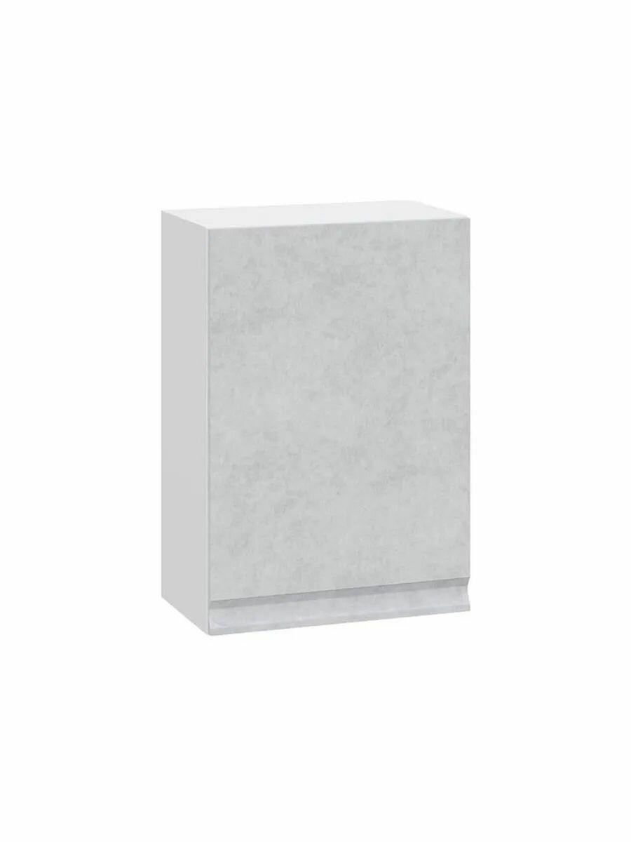 Кухонный модуль навесной, шкаф Велюр с полками, с доводчиками, 50х29.6х72 см, Белый / Бетон снежный