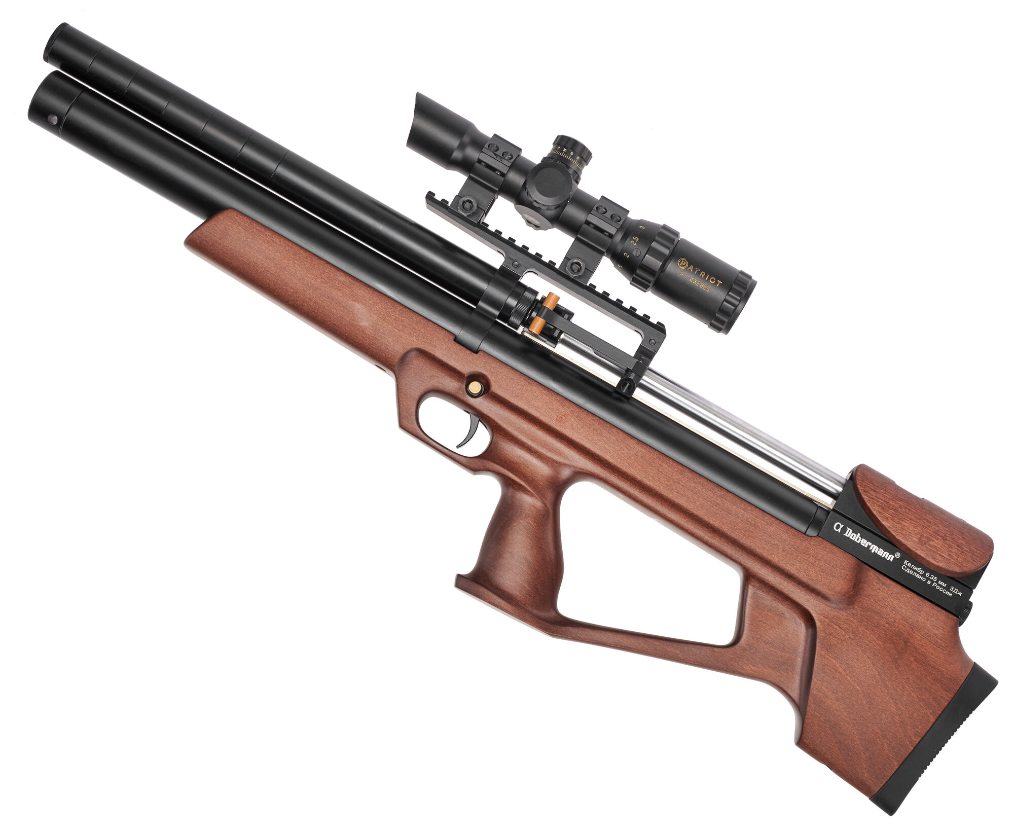 Пневматическая винтовка Alfa Dobermann Буллпап 6.35 мм (450 мм, стандартные нарезы, дерево, передний взвод)