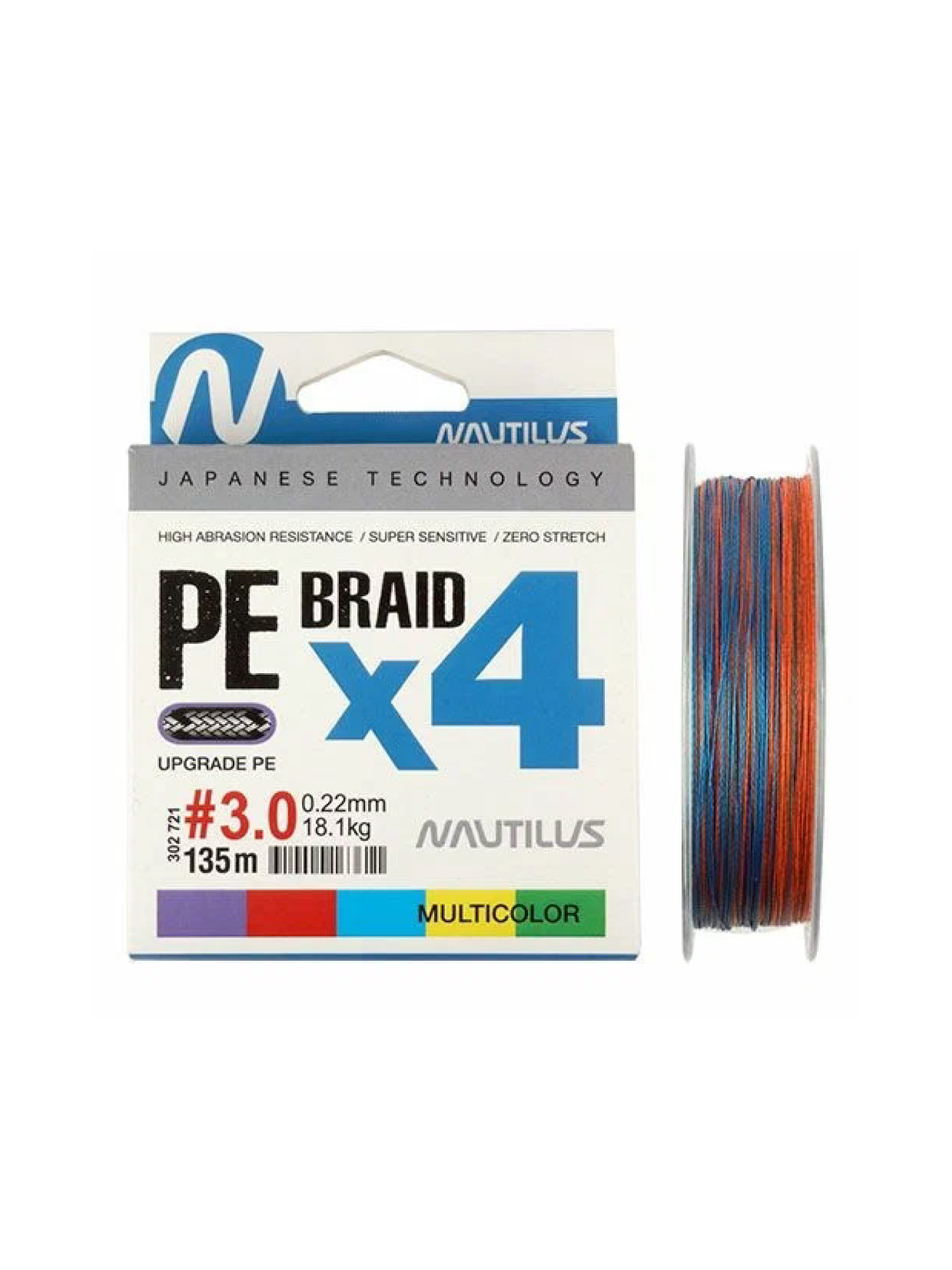 Шнур Nautilus BRAID X4 135м Multicolour # 1.0 (0.12мм 6.8кг)