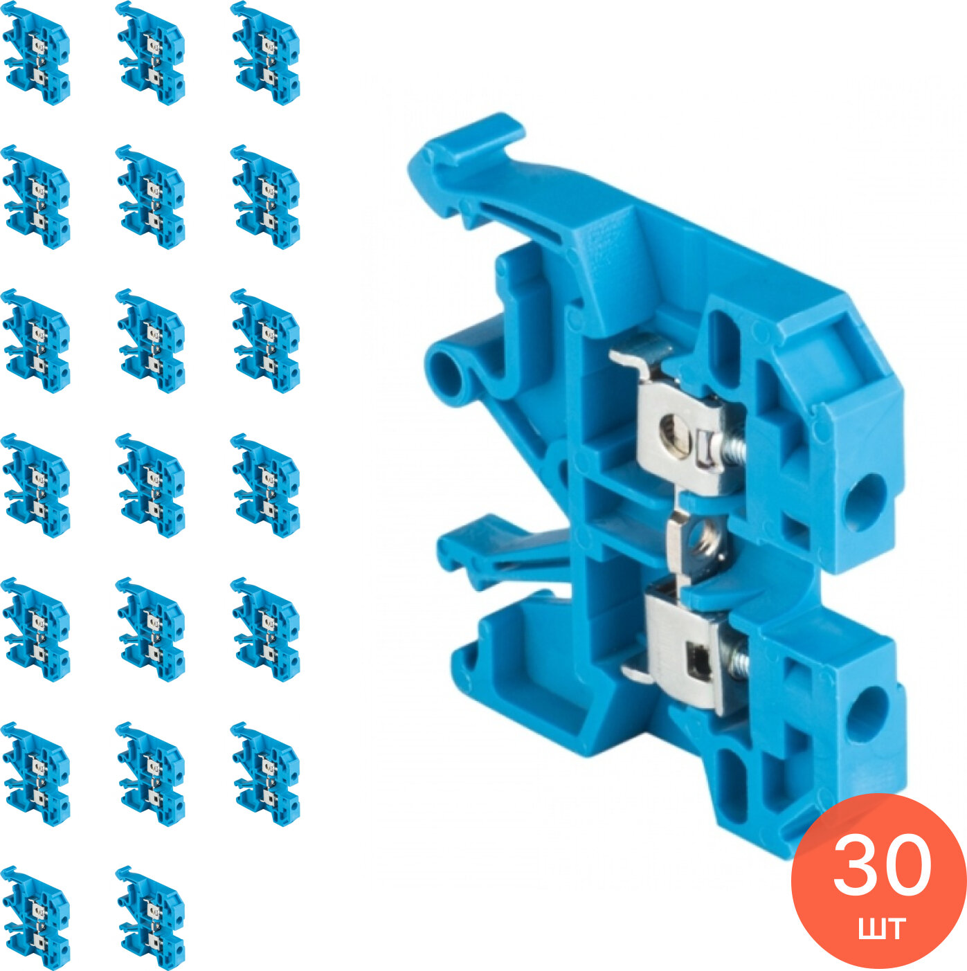 Клемма для проводов EKF / ЕКФ PROxima JXB-2.5/35 колодка, огнестойкий полиамид, 25А, 40.7х6.5мм синяя, 1шт. / зажим (комплект из 30 шт)