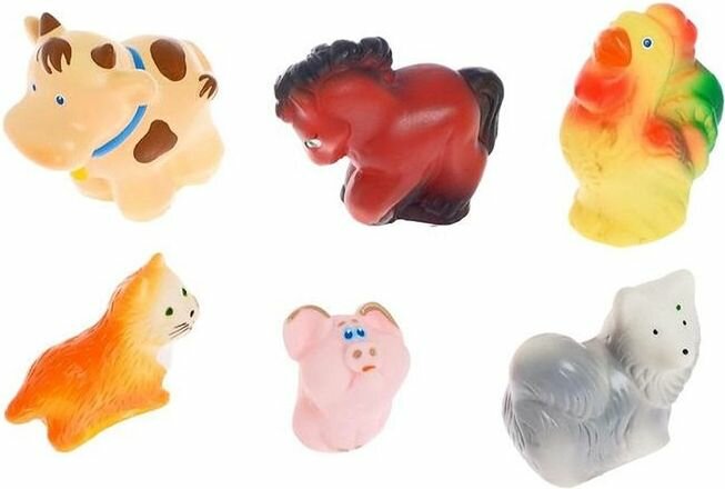 Набор детских резиновых игрушек "Деревенские животные" для купания в ванной и сюжетно-ролевых игр, развивающая водная игрушка для малышей, 6 фигурок