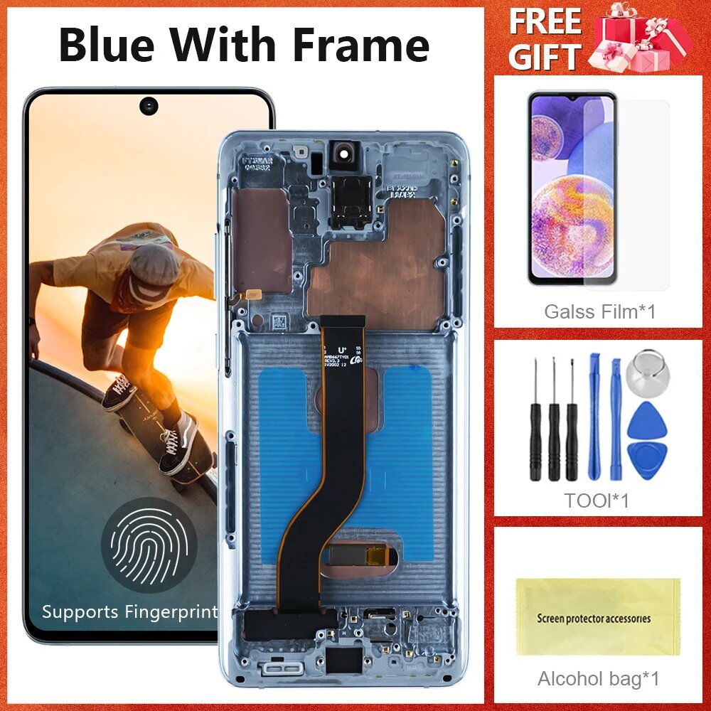 6,7-дюймовый AMOLED для Samsung S20 PLUS ЖК-дисплей G985 G985F G985F/DS G986 ЖК-экран S20 + 5G с отпечатками пальцев и дигитайзером в сборе