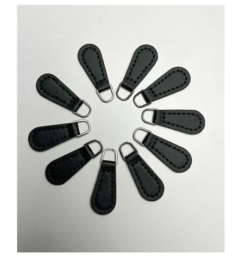 Набор бегунков для молнии из ПУ, 10 шт. Черный, Black