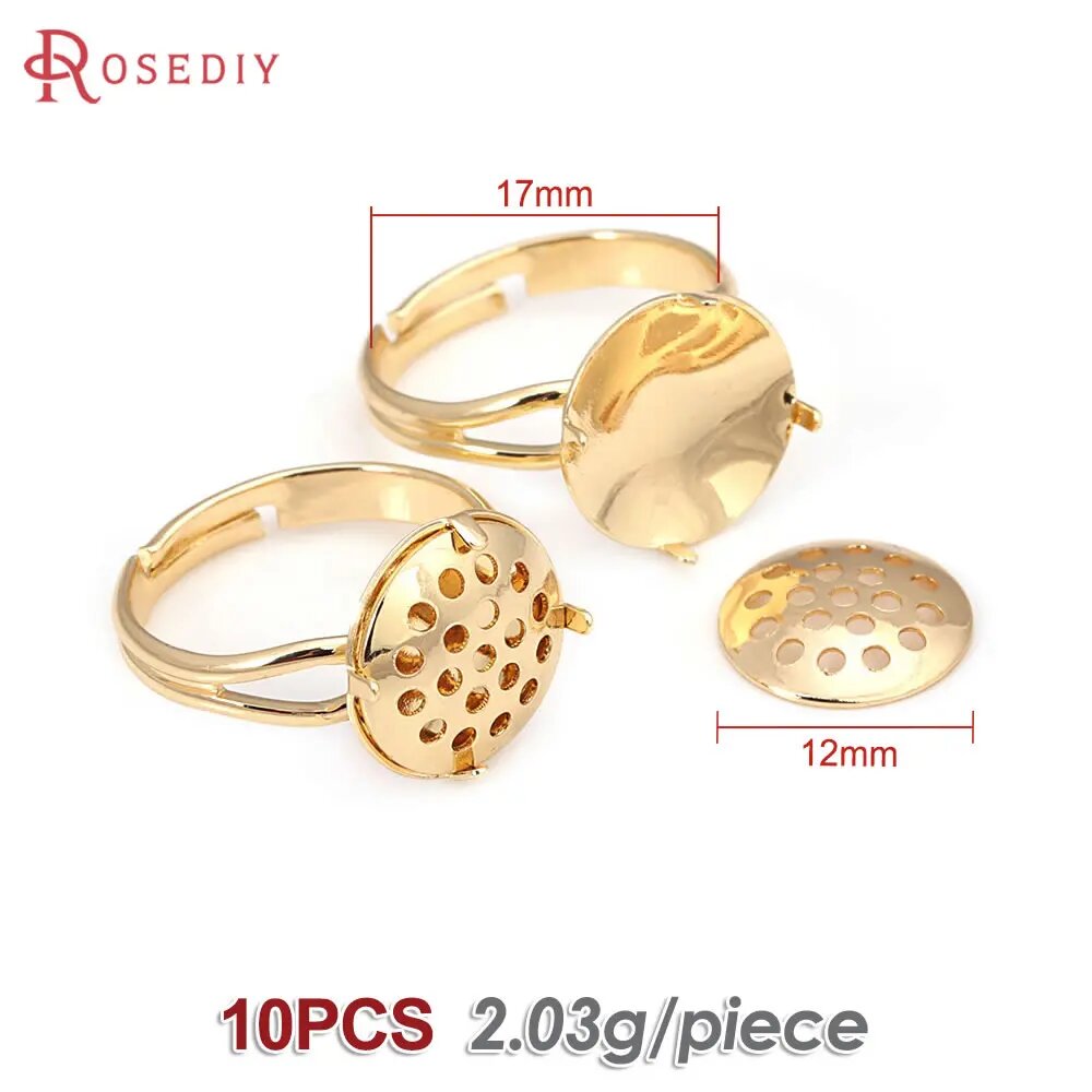 Латунные кольца для колпачковых колец Rosediy, серебристого/платинового цвета