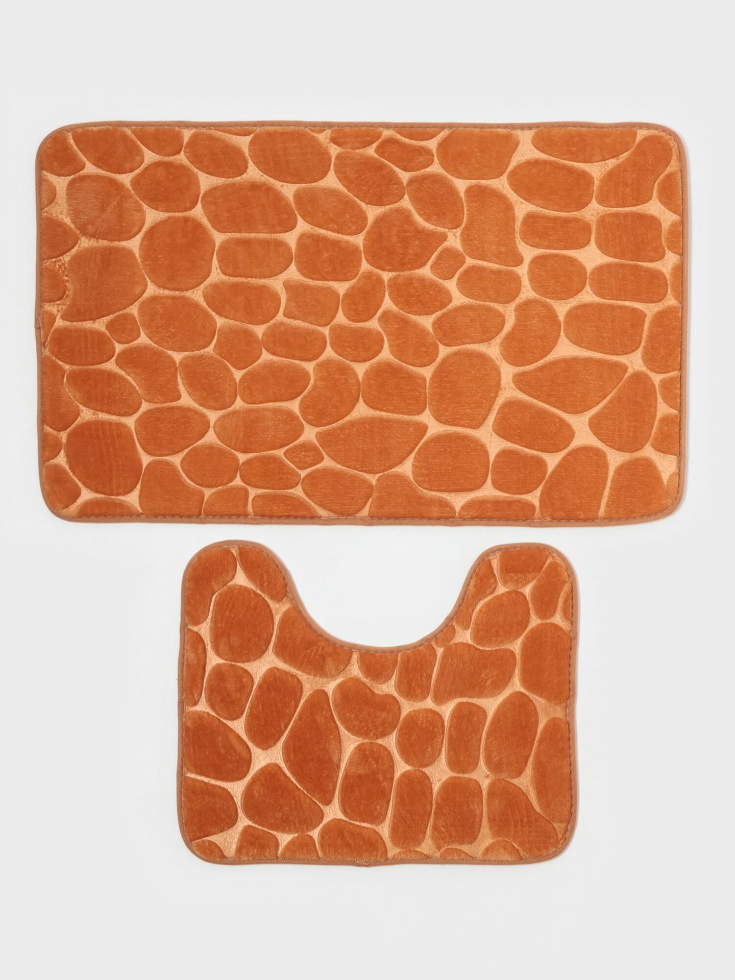 Набор ковриков для ванны и туалета "Камни", 2 шт, размеры: 40х50, 50х80 см, цвет бежевый