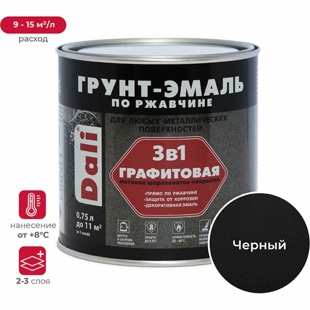 Графитовая грунт-эмаль по ржавчине DALI Dali