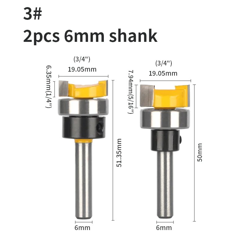 Сплав вольфрама и кобальта фрезы для дерева 6 мм 6,35 мм 8 мм 2pcs 6mm shank