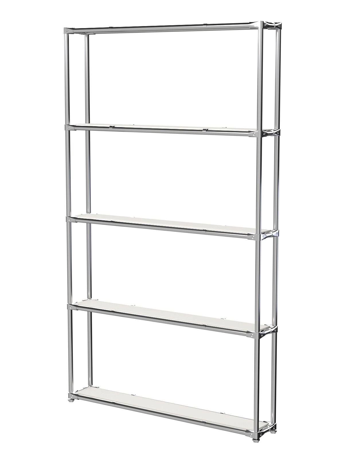 Торговый хромированный стеллаж с полками ДСП №2, Белый. Производитель товара - компания ТОБ.