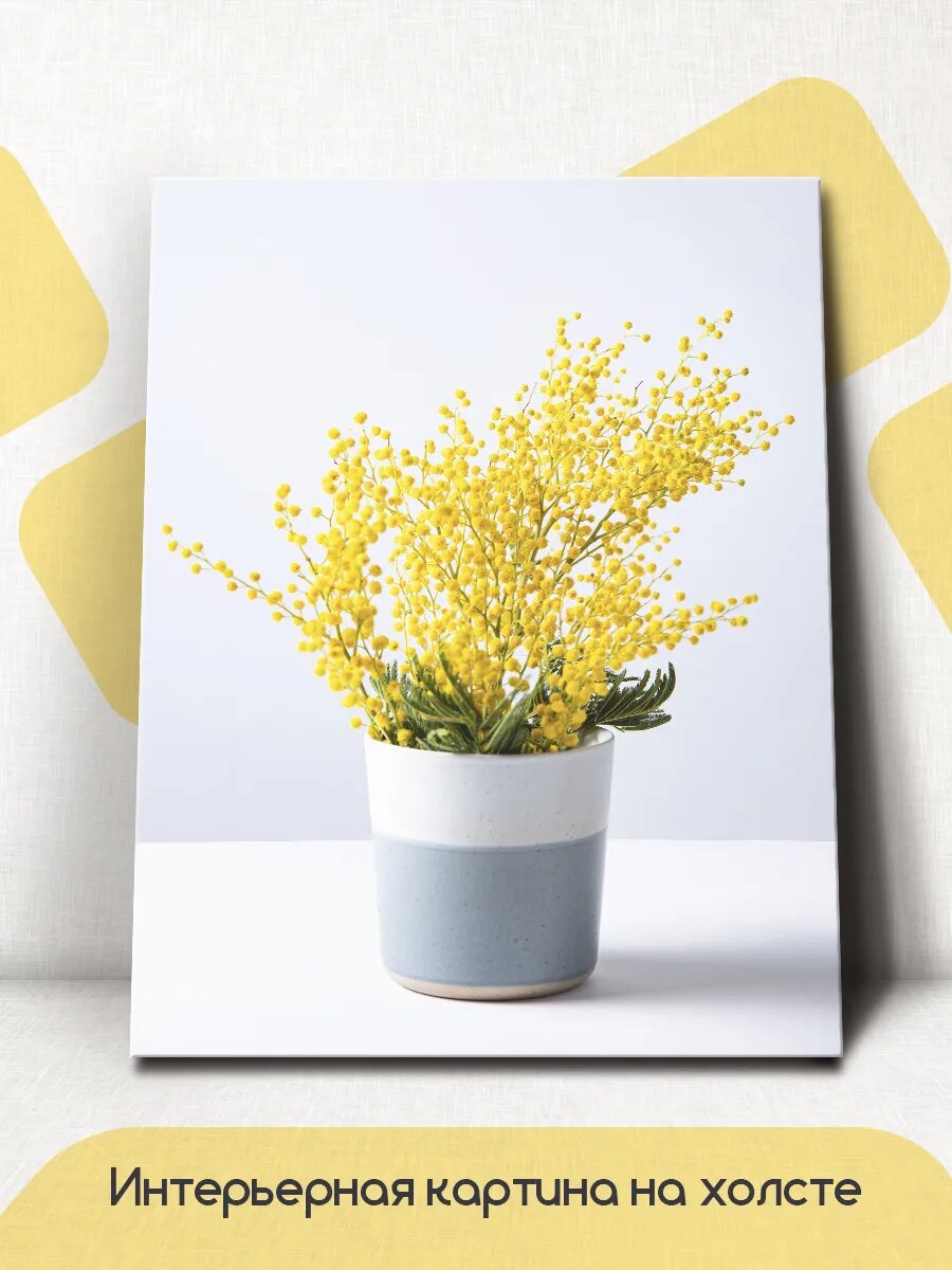 Картина на стену интерьерная Мимоза желтая, цветы 30x40 см