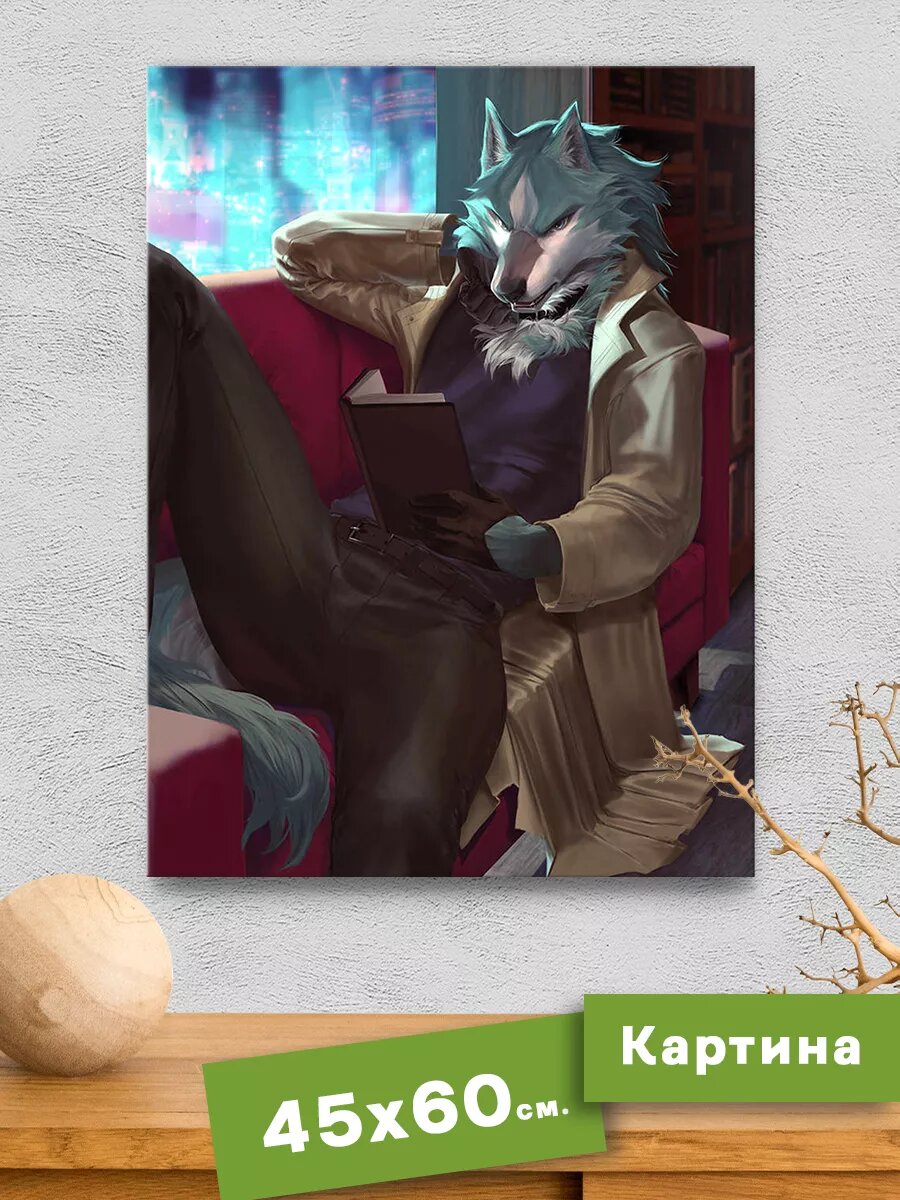 Картина на стену на холсте Волк детектив фурри