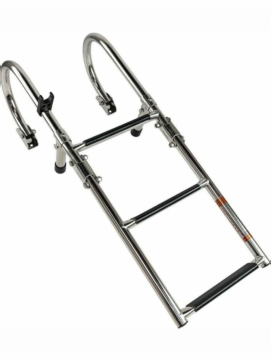 Трап складной с Г-образным креплением, 3 черных ступени, ширина 260 мм