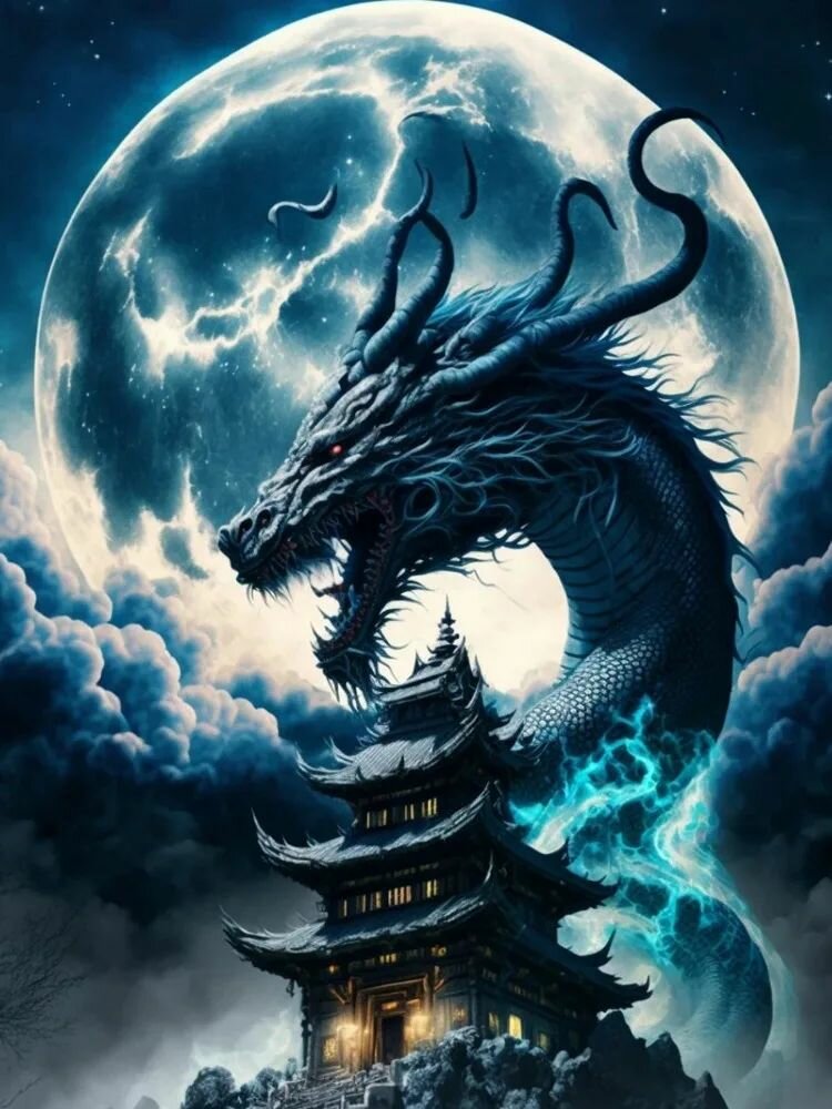 Алмазная картина "дракон" алмазная огранка 40х50 см,40X50CM, белый