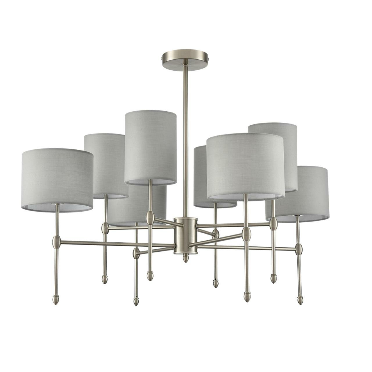 LUMION 8262/8C CLASSI LN26 062 металл/текстиль, никель/серый Люстра потолочная E14 8*40W 220V LATTI