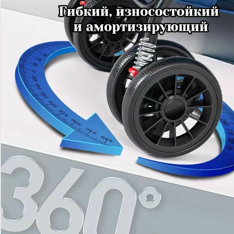 Коляска прогулочная для собак и кошек, для мелких и средних пород (до 30 кг), складной, темно-синий