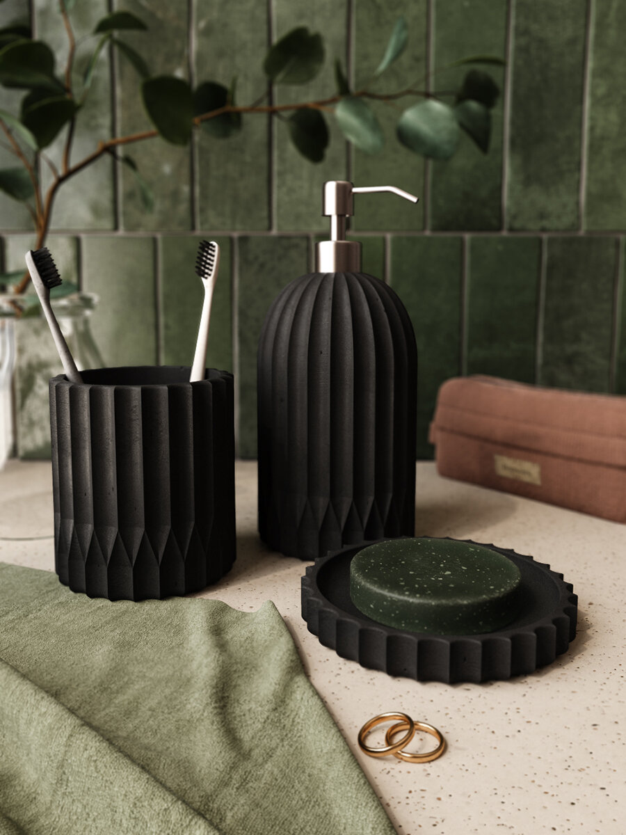 Набор San Marino из 3-х предметов (Емкость/Дозатор/Мыльница) черный матовый