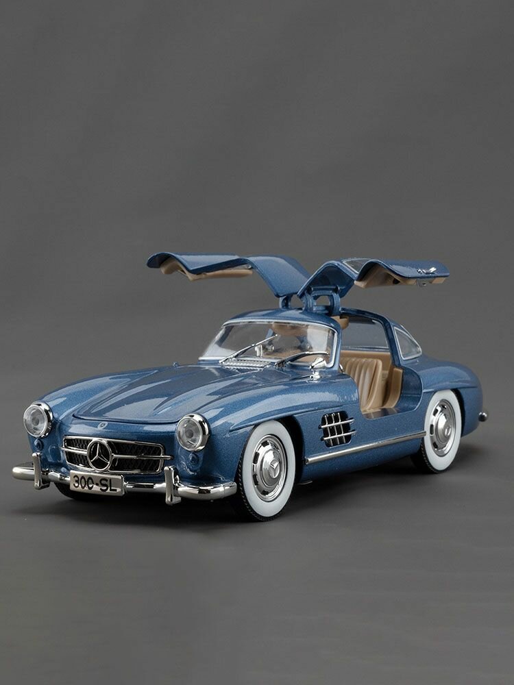 1:24 Масштабная модель Mercedes Benz 300 SL металлическая инерционная машинка со звуком