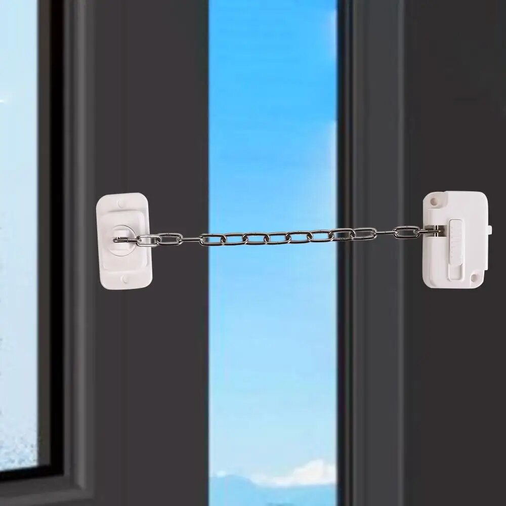 Регулируемый защитный замок для окон, самоклеящаяся цепочка для оконной рамы из АБС-пластика, прочный оконный ограничитель без сверления