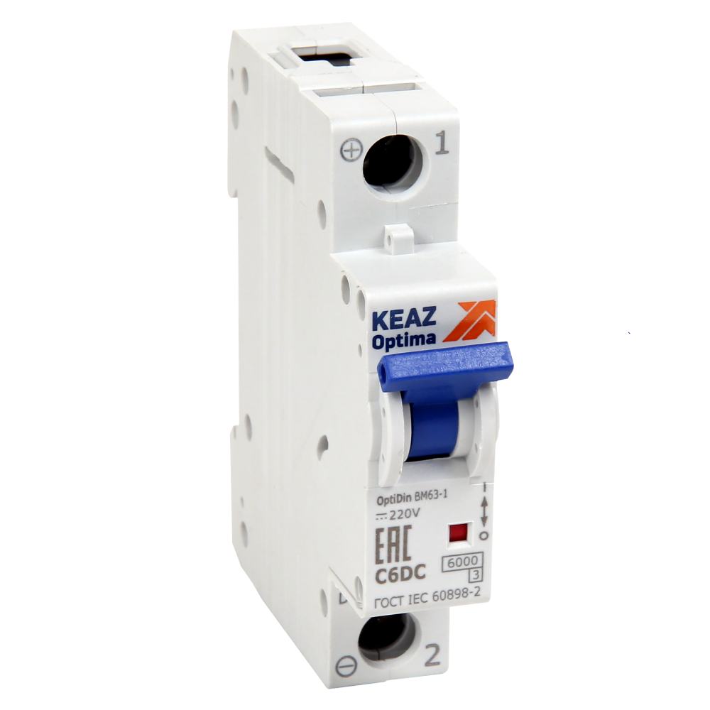 КЭАЗ OptiDin BM63 Автоматический выключатель 1P 10A C 6кА DC (BM63-1C10-DC-УХЛ3), 261157