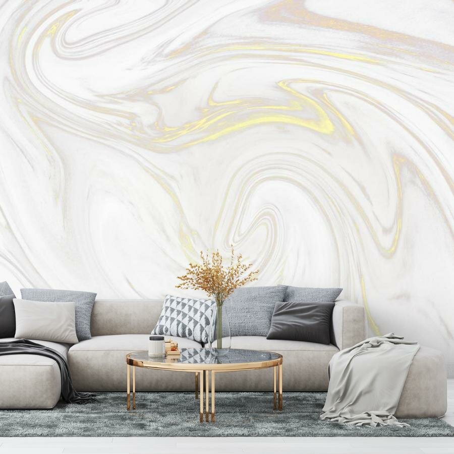 Фотообои Флюид Арт - Золотистый шелк 9-957-L-Холст 270 x 400 см (ВхШ) Бесшовные, флизелиновые, влагостойкие обои MasterFresok