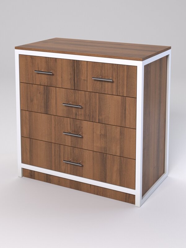 Тумба для офисной техники №11 "стронг" в стиле лофт, Орех + металлический каркас Белый