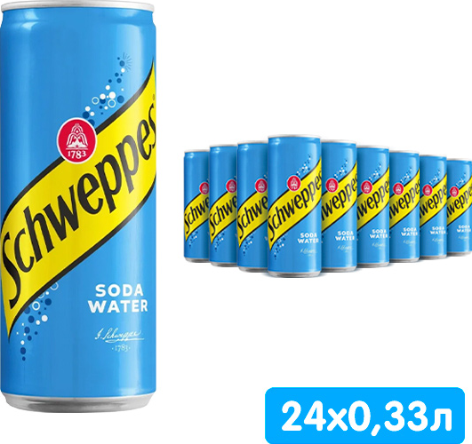 Schweppes 0,33л.*24шт. Soda Water Schweppes Напиток газированный Великобритания
