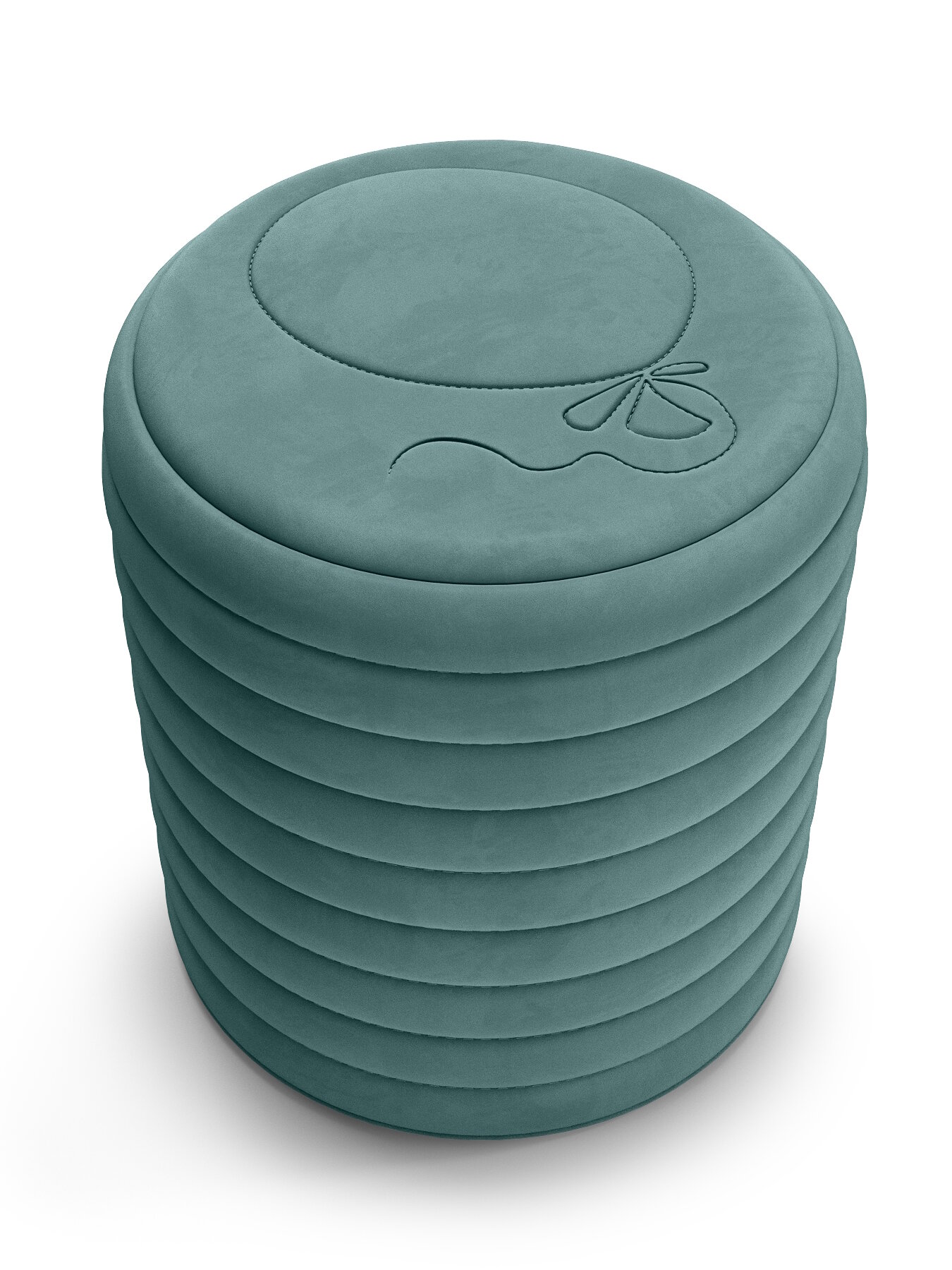 Пуфик круглый для прихожей и спальни "ART-005" 40х40х43, изумрудный велюр