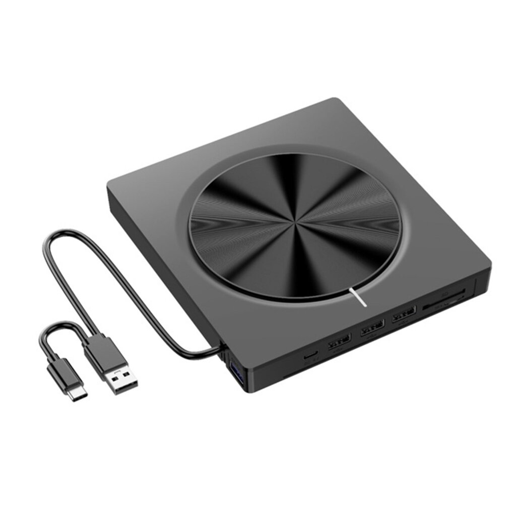 Портативный внешний привод CD/DVD-дисков USB3.0 Type C с несколькими кард-ридерами и 4 USB-портами для Win