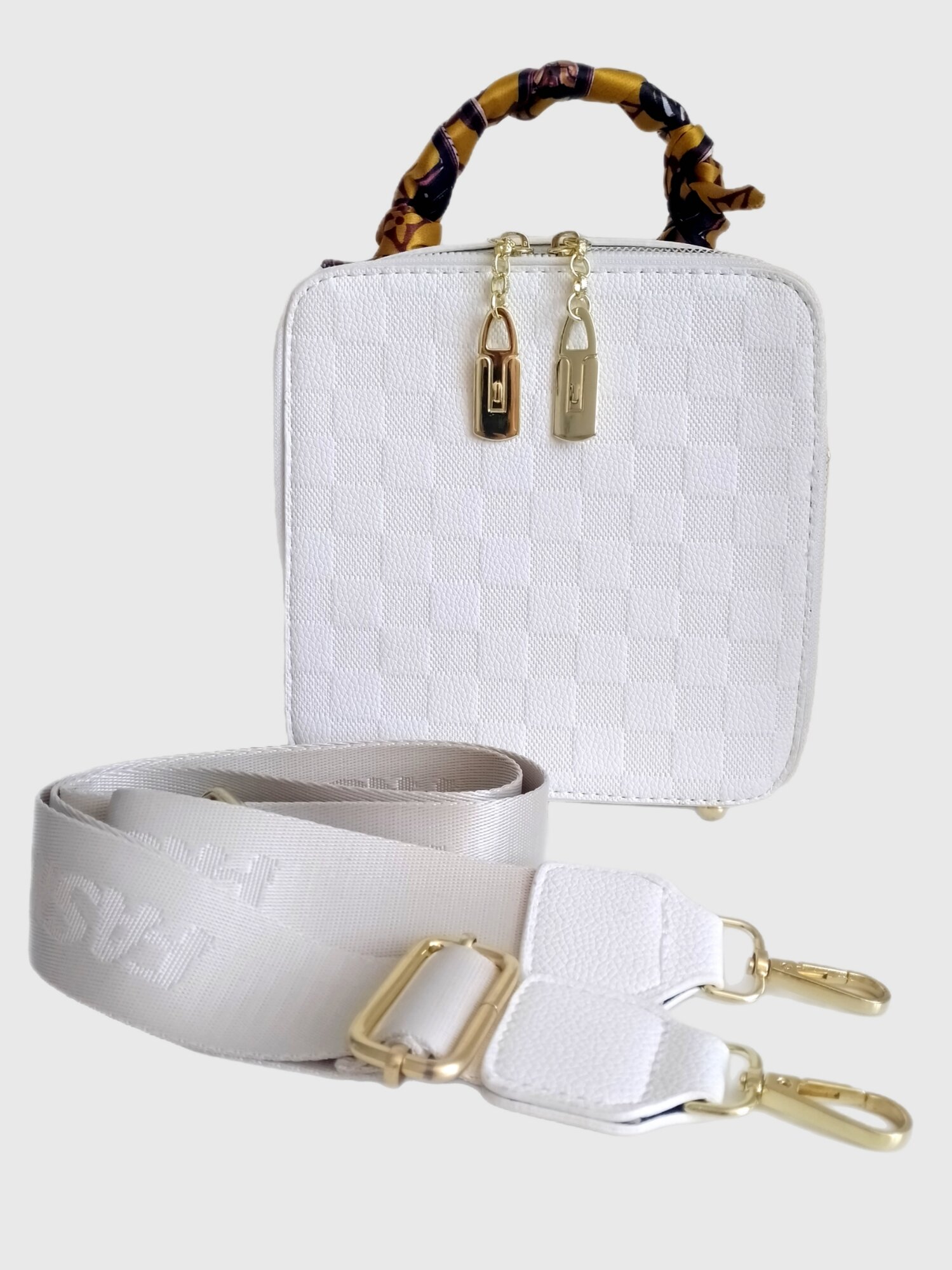 Сумка кросс-боди  женская кожаная "ASH&LUS Style" белая маленькая через плечо на плечо / Модные женские сумки 2024