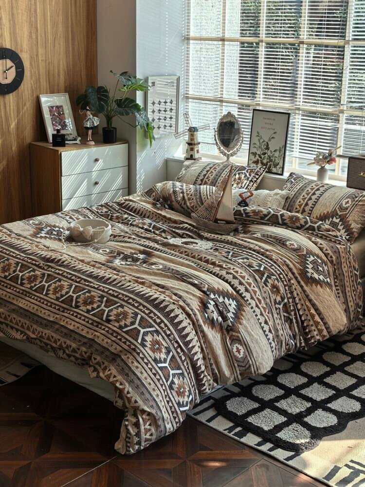 Комплект постельного белья из 100% хлопка Узор Свободный ветер (пододеяльник, простыня, наволочки 2 шт)