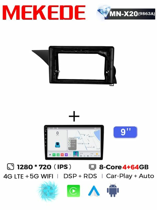 Магнитола 9" Mekede MN X20 Pro 4/64 Gb Mercedes Benz GLK-Class X204 2012-2015 carplay