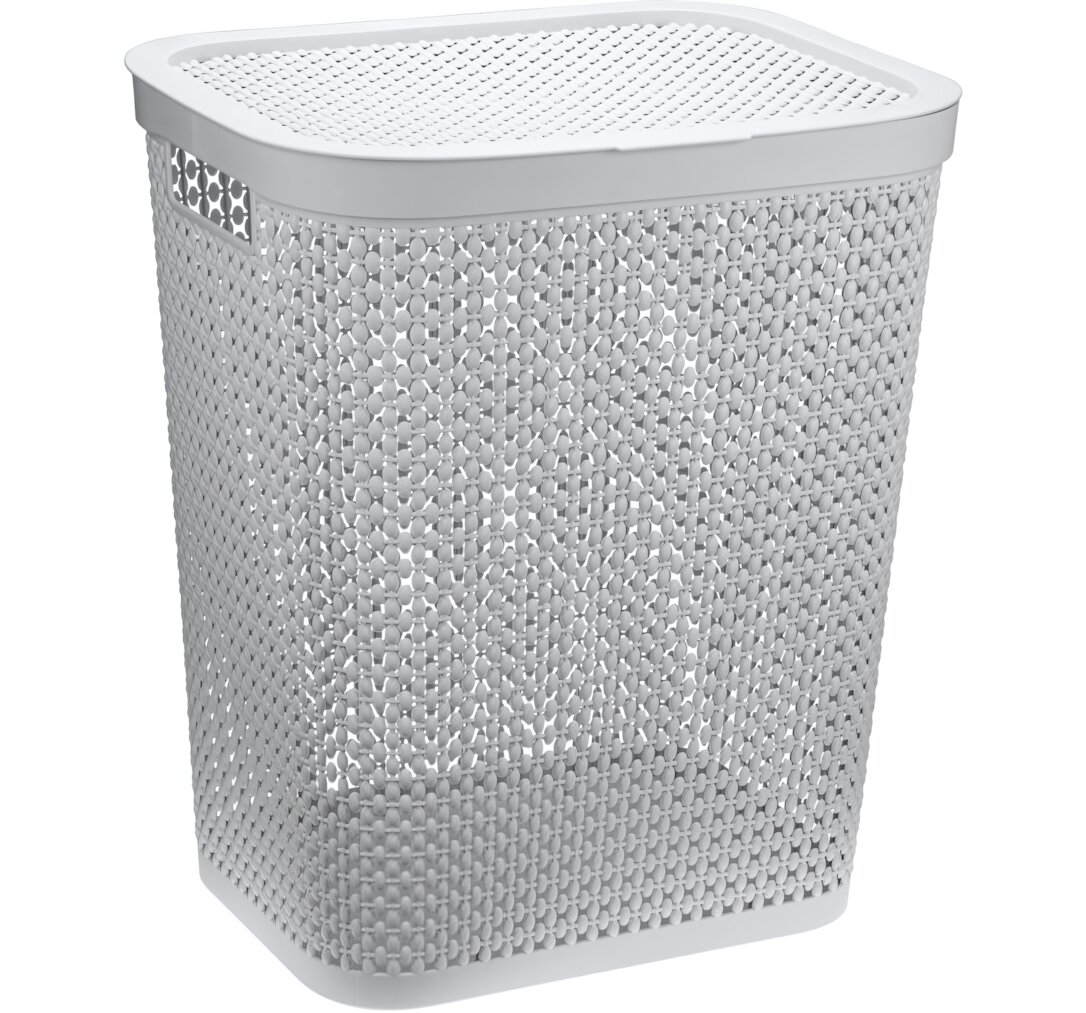 Корзина для белья пирула 55л, мягкая ручка, перфорация, цвет смоки