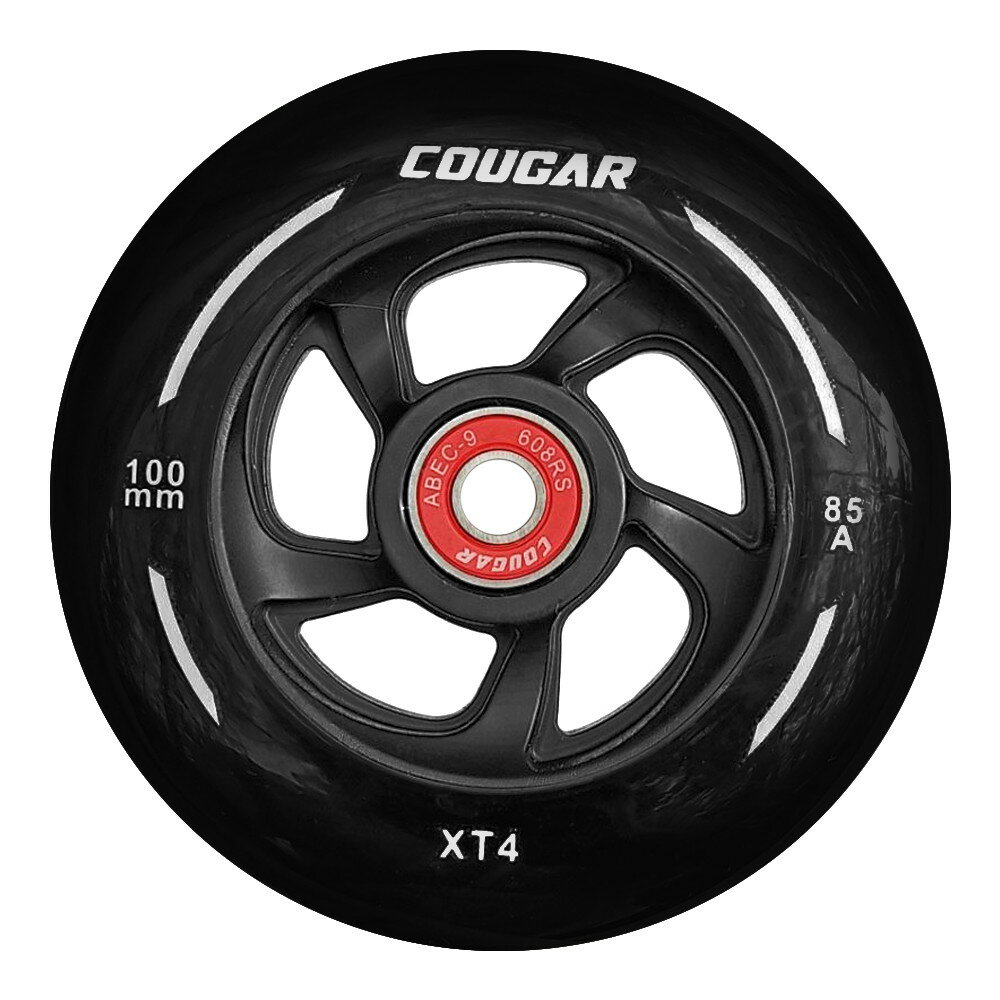 Колесо для роликовых коньков Cougar XT4 100мм/85А + ABEC-9, черное