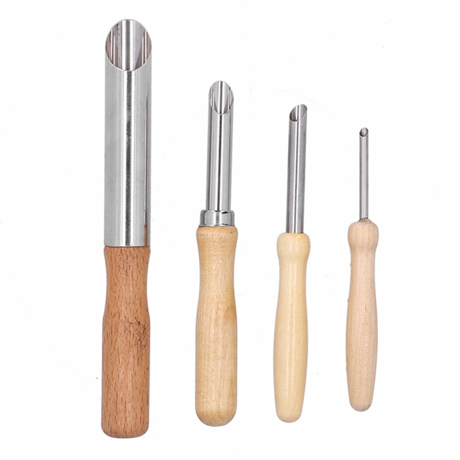 4 шт. резака для проделывания отверстий в глине из нержавеющей стали с деревянной ручкой, набор инструментов для лепки и поделок из керамики