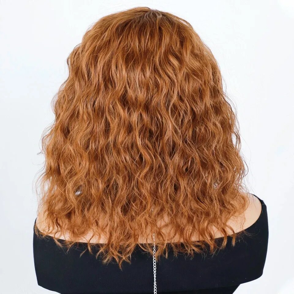 Кудрявый парик-боб BLACK PEARL из натуральных волос коричневый с блондом blond