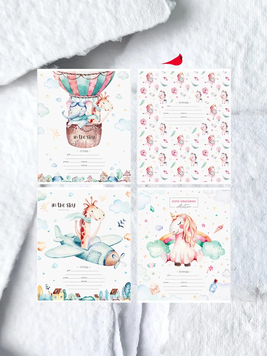 Комплект тетрадей в клетку 10 штук по 12 листов А5 Watercolor animals