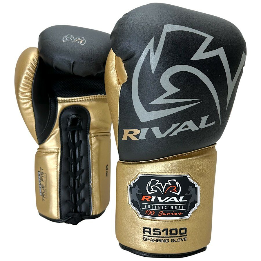 Профессиональные перчатки Rival RS100 Black/Gold, 14 oz