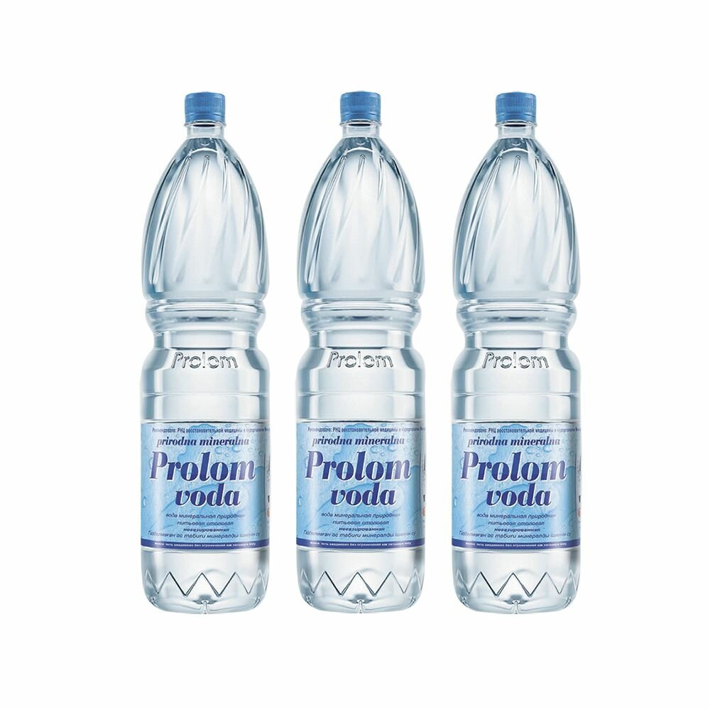 Вода минеральная Prolom voda (Пролом), 3 шт по 1.5 л, негазированная, пэт
