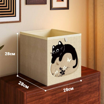 Коробка для хранения "Кошки", 100% полиэстер, 28x28 см, бежевая