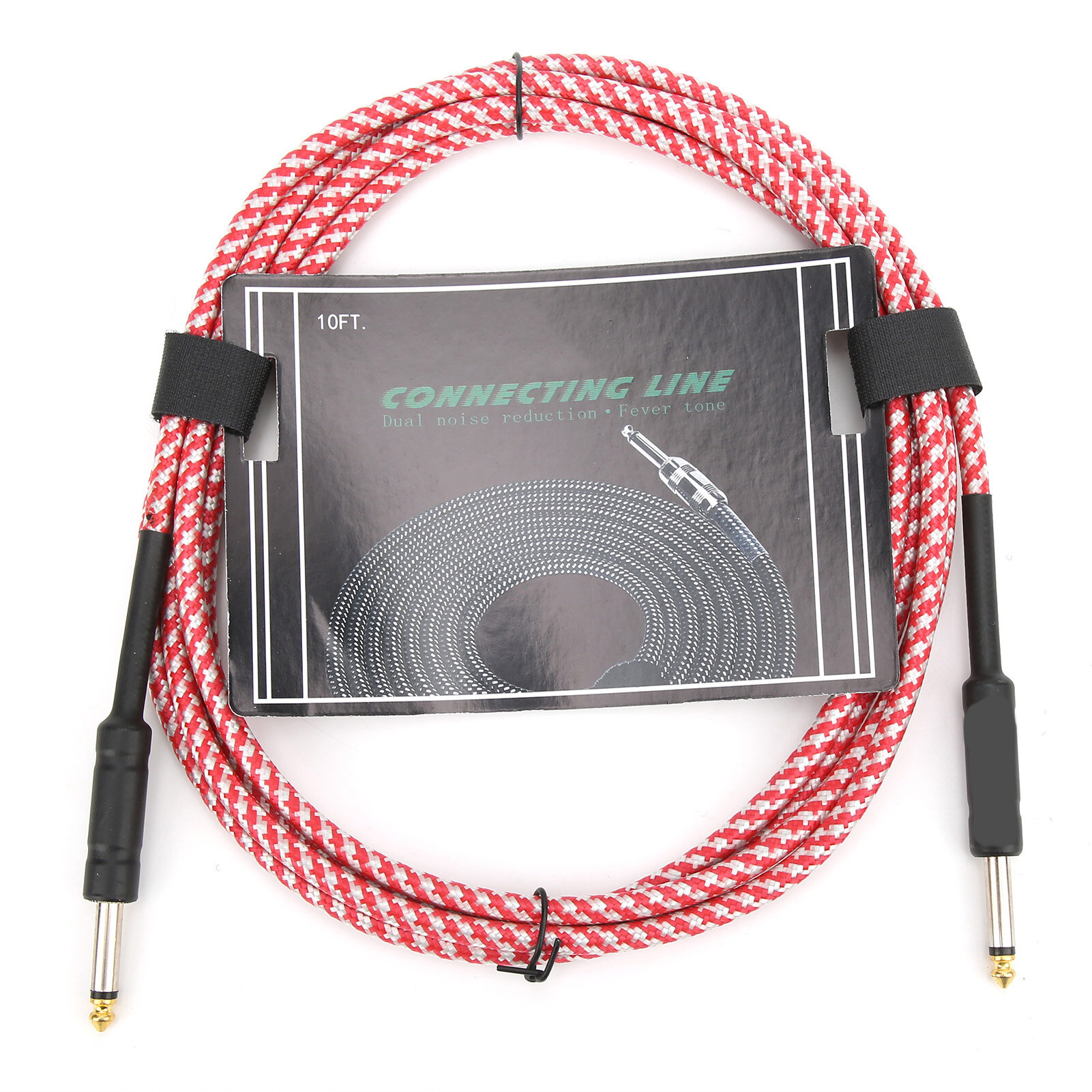 Гитарный кабель с экранированной оплеткой, никелированным штекером, аудиокабель для электронных музыкальных инструментов (красный)