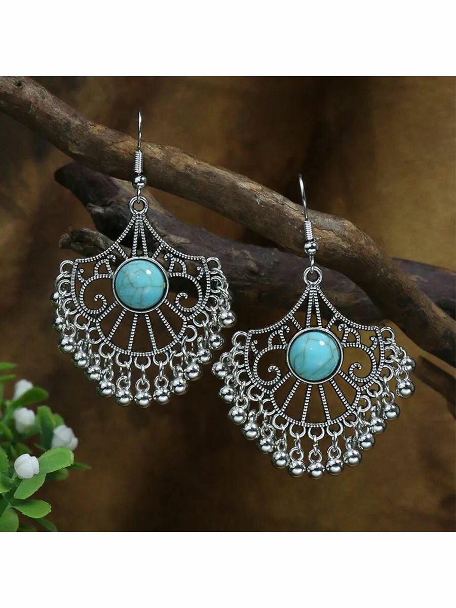 Серьги, эмаль, бирюза синтетическая