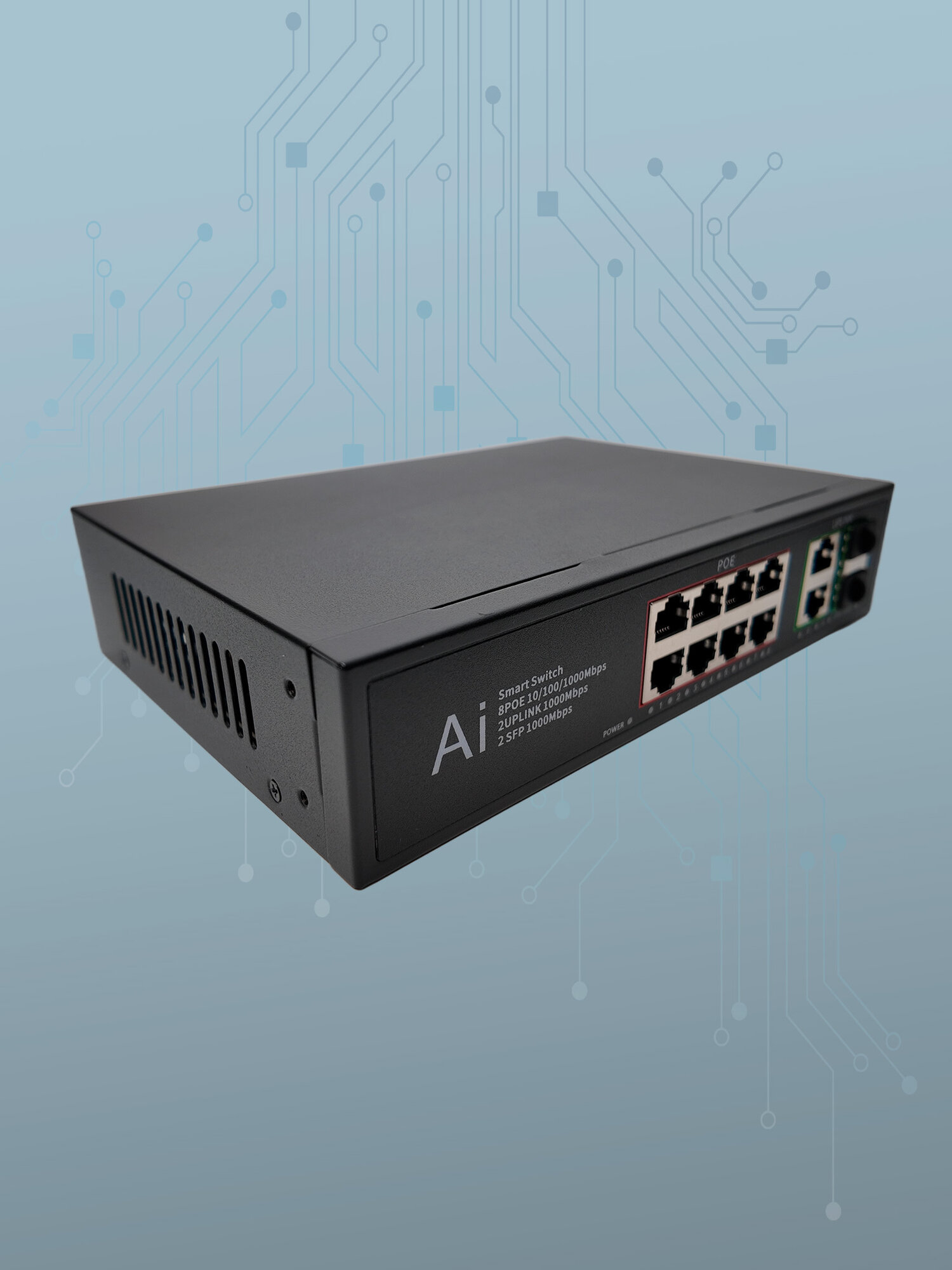 Коммутатор POE 08G22GB на 8 портов Full Gigabit 8+2+2 Built-in - POE RJ45