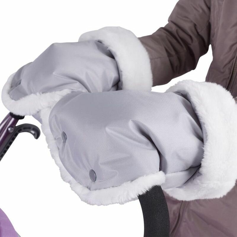 Рукавички для санок Nika цвет серо-белый, текстиль и искусственный мех, в пакете